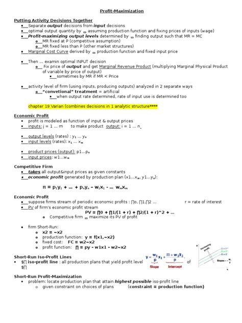 Profit Maximization Pdf Production Function Profit Economics