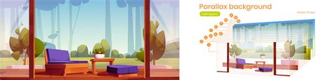 Parallax Background With House Terrace And Garden 13699081 Vector Art At Vecteezy