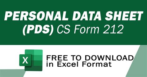 Personal Data Sheet Pds Cs Form 212 Free Download