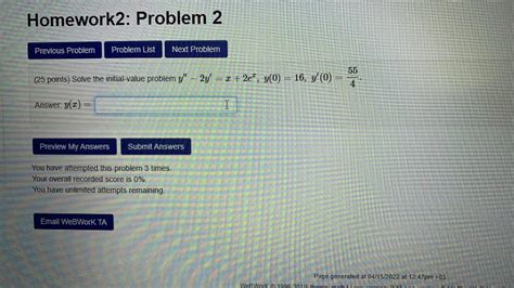 Solved Homework2 Problem 2 Previous Problem Problem List