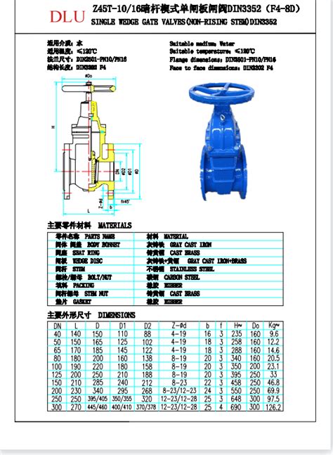 德标 F4闸阀Z45T 10 16 山东大陆阀门有限公司
