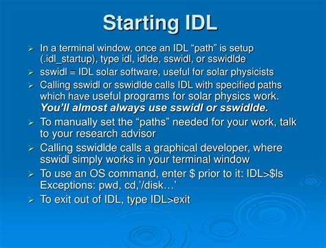 Ppt Idl Tutorial Day 1 Goals 1 Introduce Idl Basics 2 Describe Fundamental Idl Structures