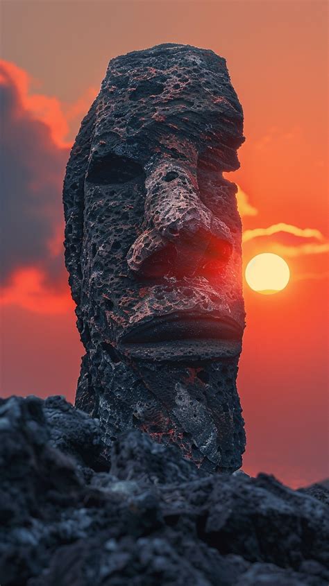 Free Sunset Moai Statue Image Sunset Statue Mystery Download At