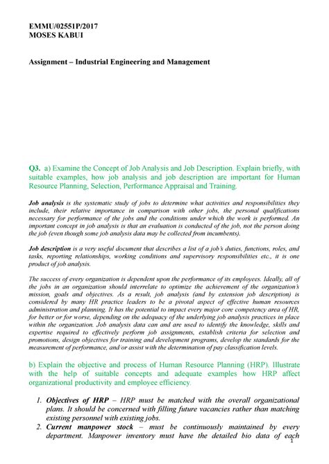 Assignment Industrial Engineering And Management Done Emmu02551p