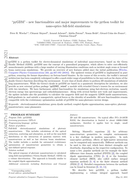Pdf Pygdm New Functionalities And Major Improvements To The Python