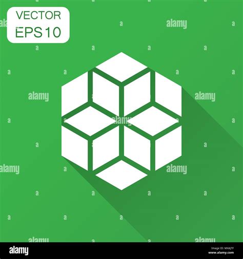 Blockchain Technology Vector Icon In Flat Style Cryptography Cube Block Illustration With Long