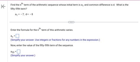 Solved Find The Nth Term Of The Arithmetic Sequence Whose