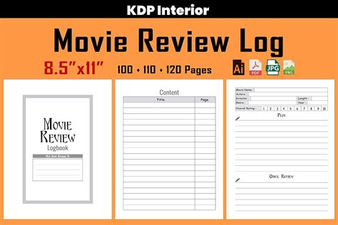 Kdp Movie Review Log Book Interior Graphic By Cristycomm · Creative Fabrica