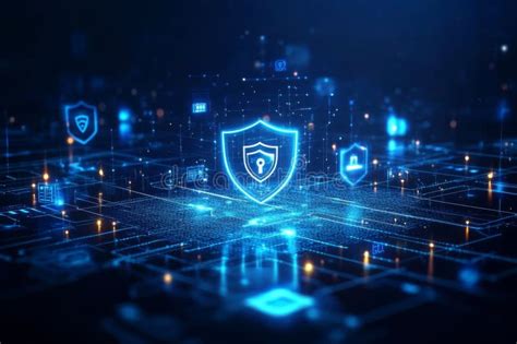 Network Interface For Cybersecurity Digital Connections And Graphic Icons For Data Protection