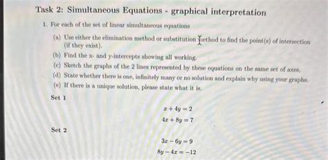 Solved Task 2 Simultaneous Equations Graphical