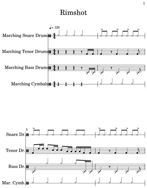 Rimshot Sheet Music For Marching Snare Drums Marching Tenor Drums
