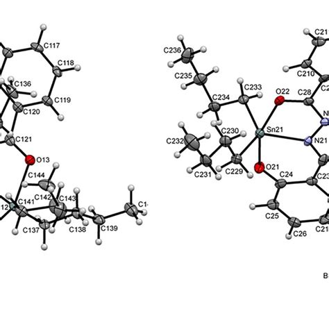The Two Unique Molecules In The Asymmetric Unit Of 7 Showing The Atom Download Scientific