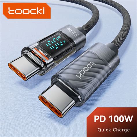Toocki W Transparent USB C To Type C Cable PD Fast Charge USB C To USB C Display Cable For