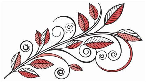 Decorative Red Floral Swirl Elegant Botanical Design Element Graphic Flourish Vector Design
