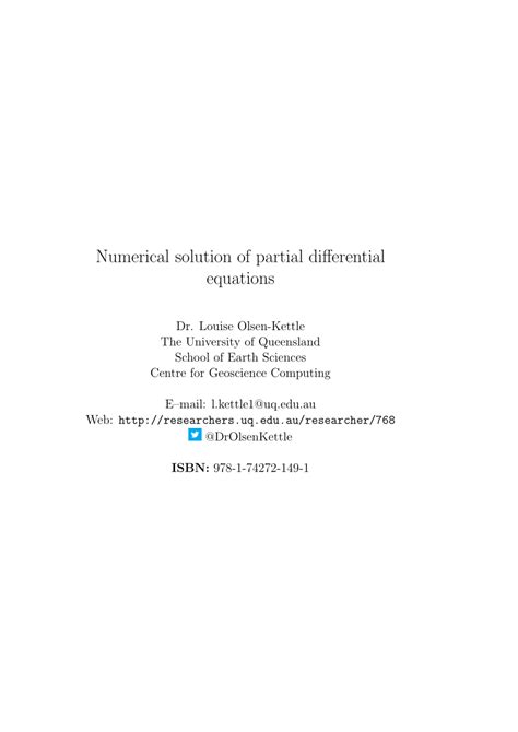 Pdf Numerical Solution Of Partial Differential Equations And Code