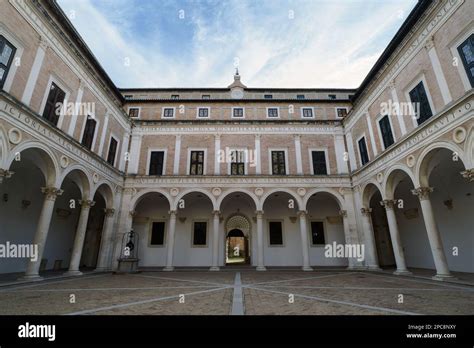 External View Of The Courtyard Of The Ducal Palace Of Urbino Italy