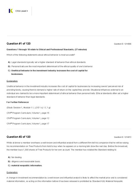V Exam AM Answers CFA Level I Question Of Question ID A B C Question