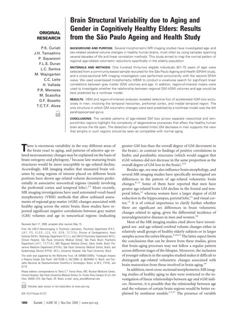 Pdf Brain Structural Variability Due To Aging And Gender In Cognitively Healthy Elders