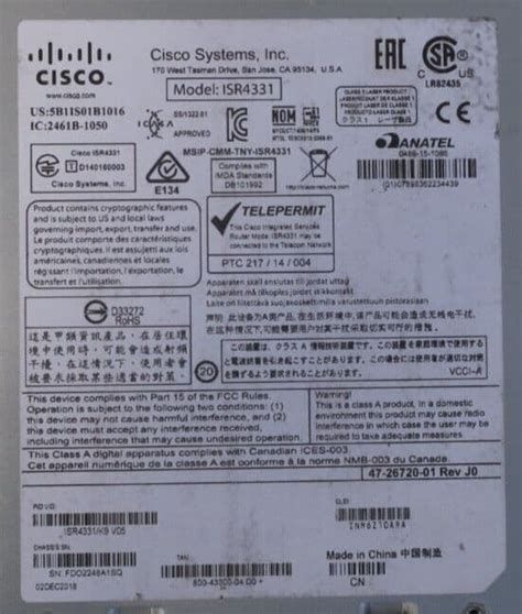 Cisco Isr 4331 4300 Series 1u Integrated Services Router Isr4331 K9 2x Nim Slots