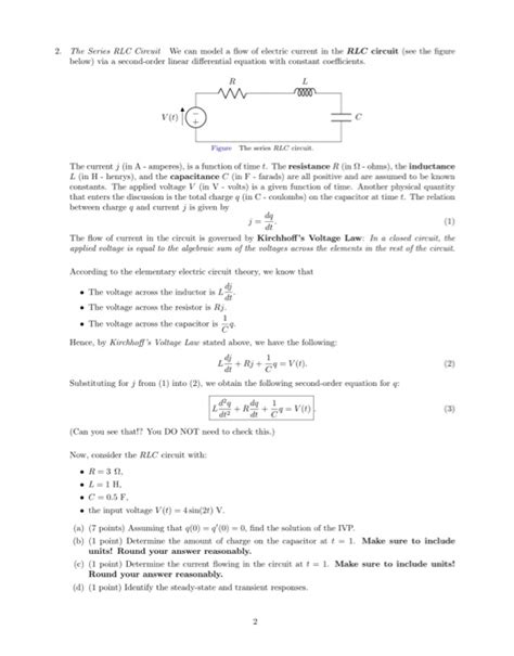 Solved 2 The Series RLC Circuit We Can Model A Flow Of Chegg Com