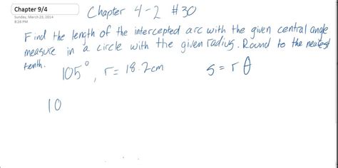 4 2 Length Of The Intercepted Arc Given A Central Angle YouTube