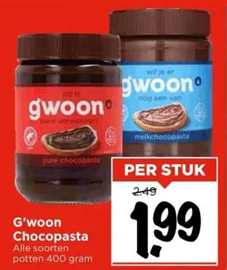 Gwoon Chocopasta Aanbieding Bij Vomar Folderfeest Nl