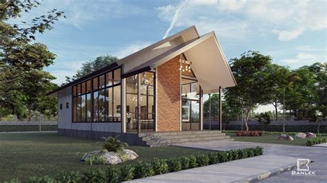 แบบบ้านกึ่งร้านกาแฟ สไตล์โมเดิร์นโดดเด่น รูปทรงตัวl L Shape แบบบ้าน แบบบ้านชั้นเดียว ไอเดียบ้าน