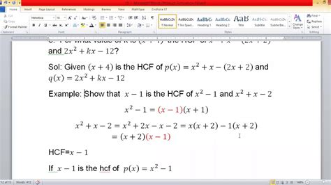 Examples On Hcf Of Algebraic Expression Youtube