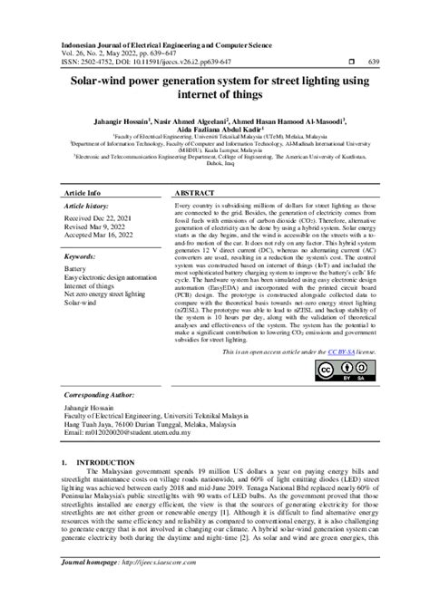 Pdf Solar Wind Power Generation System For Street Lighting Using Internet Of Things