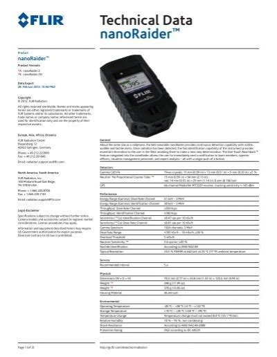Technical Data NanoRaider FLIR Com FLIR Systems