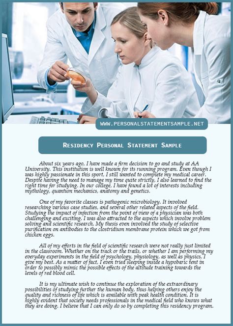 Enjoy Our Residency Personal Statement Sample Online