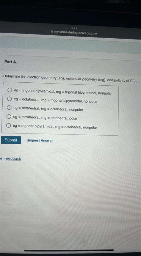 Part A Determine The Electron Geometry Eg Molecular Geometry Mg