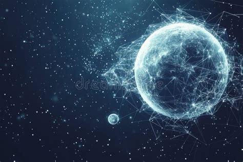 Abstract Network Spheres Depicted In Space With A Dark Blue Background Stock Image Image Of