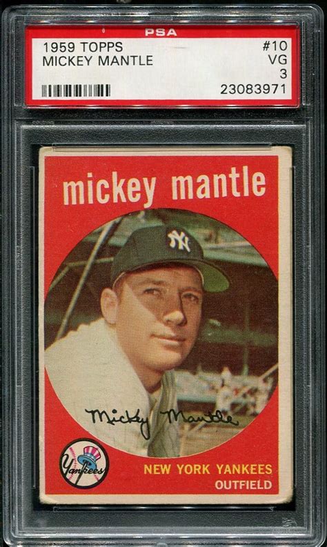 1959 Topps 10 Mickey Mantle Psa 3 Hof 23083971 All Star Cards Inc