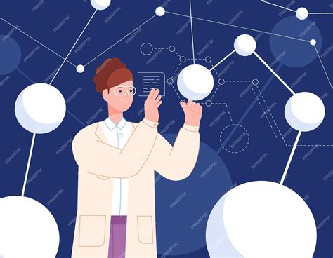 Premium Vector Woman Scientist With Neuron Scientist Girl Touching Scientific Neural Pathway