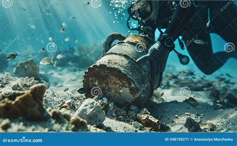 Diver Uncovers Ancient Pottery Underwater Stock Image Image Of Diving Fieldwork 348158271
