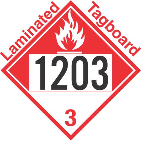 Combustible Class 3 Un1203 Tagboard Dot Placard