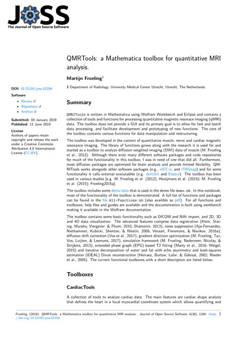 Pdf Qmrtools A Mathematica Toolbox For Quantitative Mri Analysis