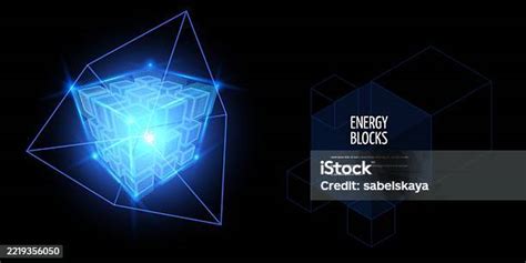 에너지 블록 벡터 배너 디자인 빅 데이터 네온 큐브 하이테크 기술 인공 지능 Hud 에너지 박스 글로우 0명에 대한 스톡 벡터 아트 및 기타 이미지 Istock