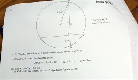 Solved B May 202。 23 Diagram Not Accurately Drawn A B C And D Are Po Aec And Bned Are Chor [math]