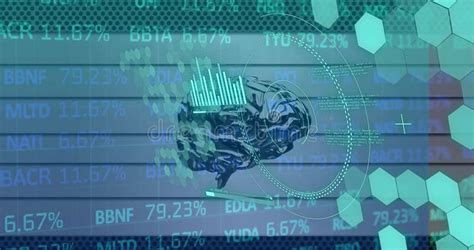 Animation Of Element Diagrams Circular Scanner And Brain Over Processing Data Stock Video