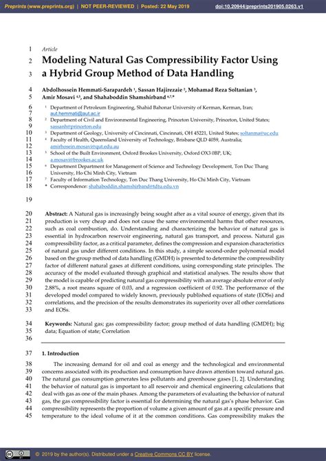 Pdf Modeling Natural Gas Compressibility Factor Using A Hybrid Group Method Of Data Handling