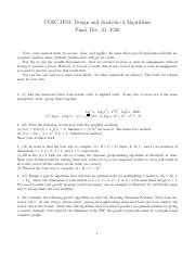 Final 1 1 Pdf COSC 3P03 Design And Analysis Of Algorithms Final Dec
