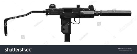 Submachine Gun Silencer Isolated On White Stock Photo 1244285041 Shutterstock