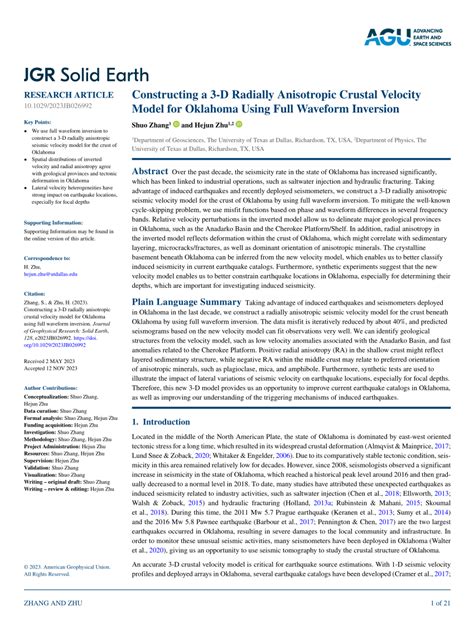 Constructing A 3‐d Radially Anisotropic Crustal Velocity Model For Oklahoma Using Full Waveform