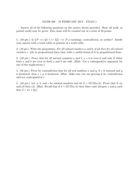Midterm Exam 1 Questions Introduction To Advanced Mathematics Math
