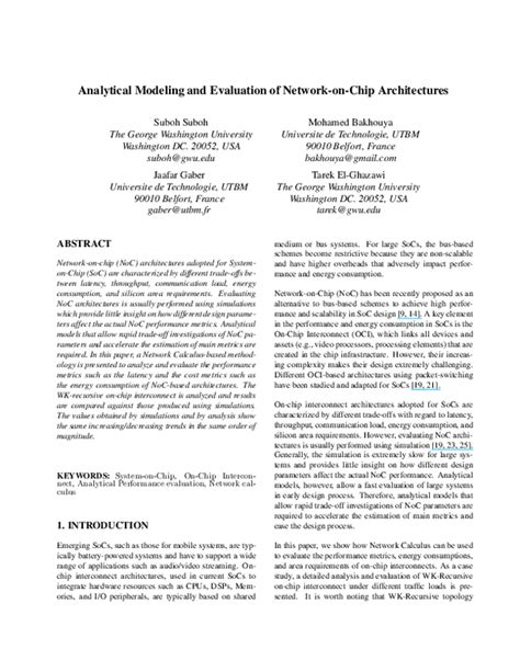 Pdf Analytical Modeling And Evaluation Of Network On Chip Architectures