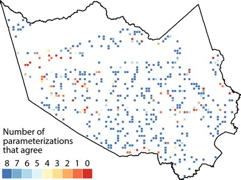Number Of Model Parameterizations In Which A Given Cell Is Assessed As Download Scientific