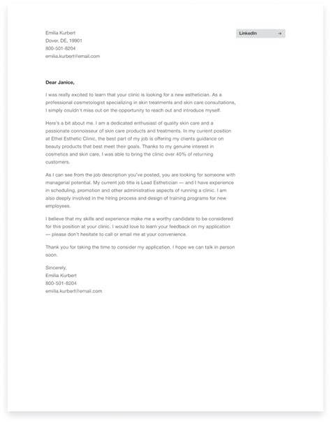 Esthetician Cover Letter Sample And Tips From Hr Pros