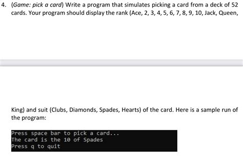 Solved Game Pick A Card ﻿write A Program That Simulates